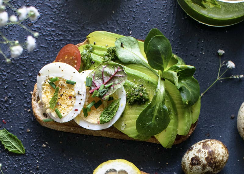 Fresh Homemade Open Faced Sandwich Recipe Idea Stock Photo - Image of ...