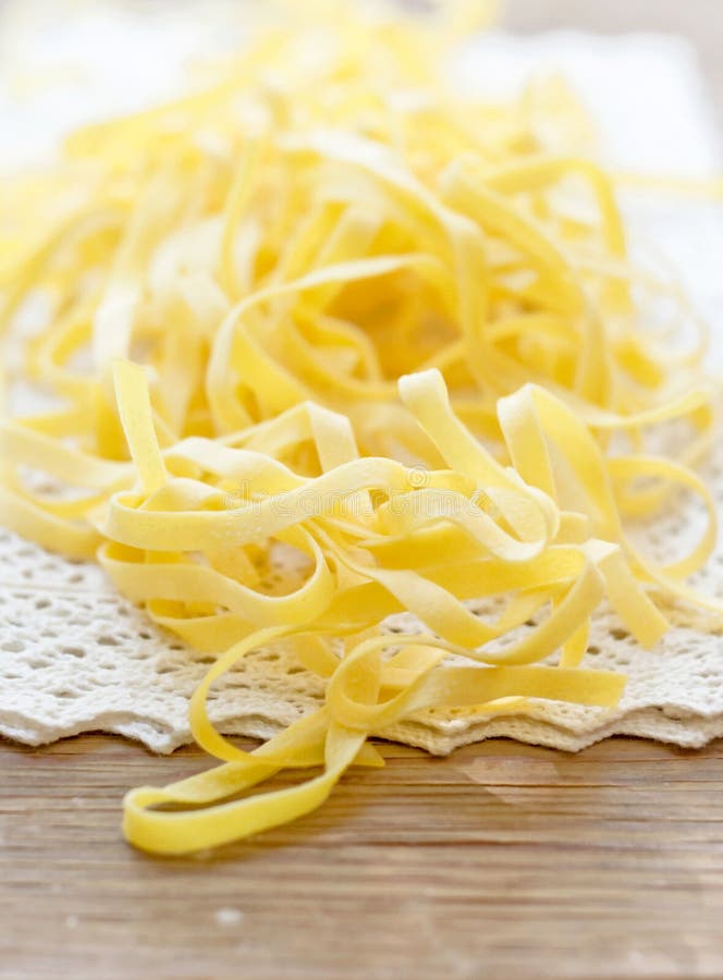 Fresh Homemade Pasta on Wooden Table Stock Image - Image of white ...