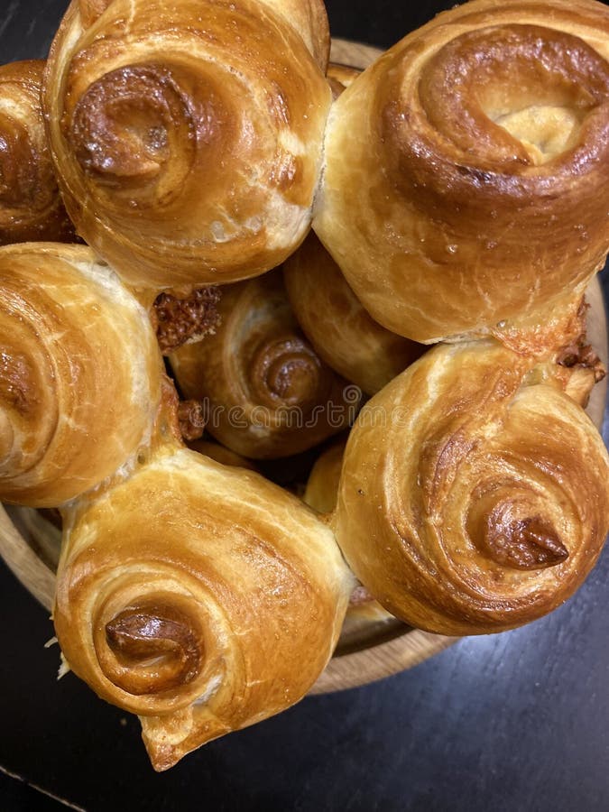 Fresh Homemade Puff Pastry Buns. Vertical Photo Format Stock Image ...
