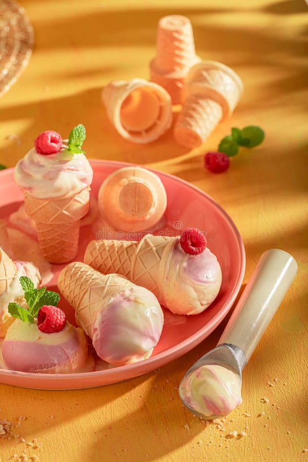 Fresh and Homemade Raspberry Ice Cream As a Summer Dessert Stock Image ...