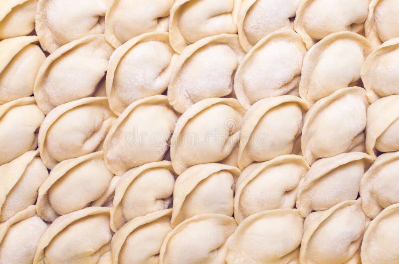Fresh Homemade Raw Dumplings Background Texture Stock Photo - Image of ...
