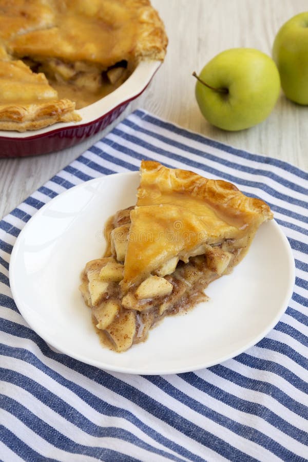 Fresh Homemade Salted Caramel Apple Pie, Side View Stock Image - Image ...