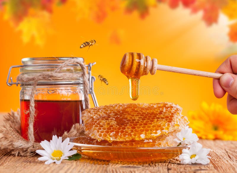 Fresh honey with dipper stock image. Image of dipper - 60904135