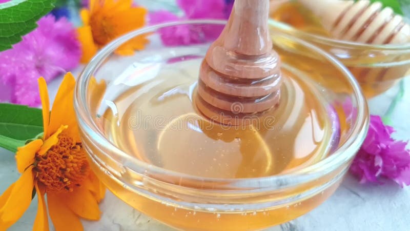 Fresh Honey Flower Calendula Dessert Liquid on Concrete Background ...