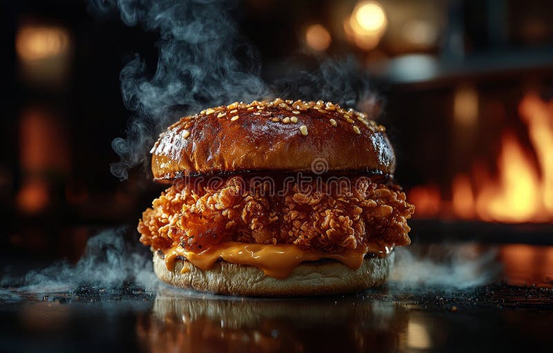 A Fresh Hot Chicken Tender Wrap Roll with Flying Ingredients and Spices ...