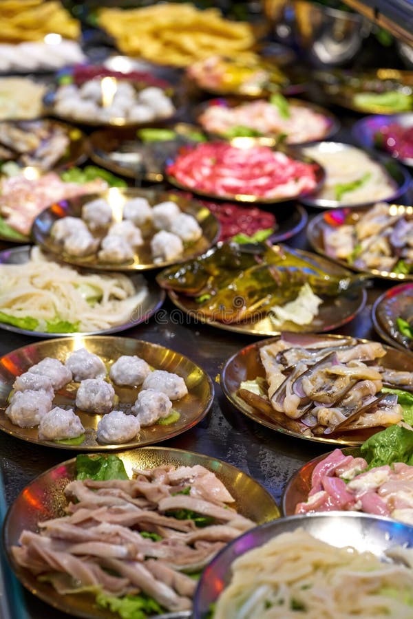 Fresh Hot Pot, Rich and Varied Hot Pot Dishes Stock Photo - Image of ...