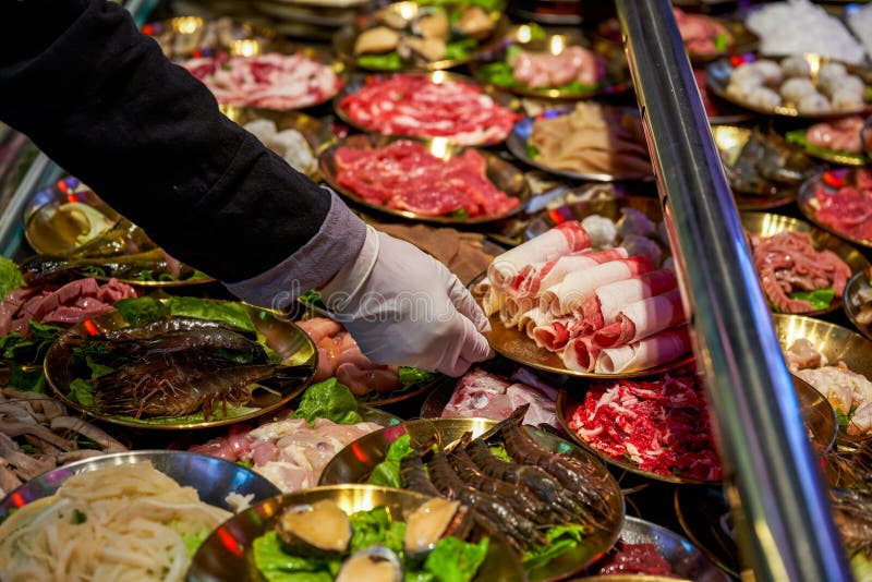 Fresh Hot Pot, Rich and Varied Hot Pot Dishes Stock Photo - Image of ...