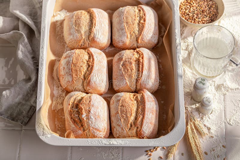 Fresh and Hot Rolls in Rustic Bakehouse Stock Image - Image of pastry ...