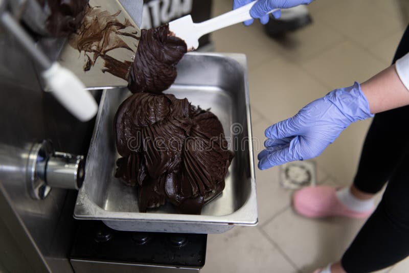 Fresh Ice Cream from the Machine Stock Image - Image of automatic ...