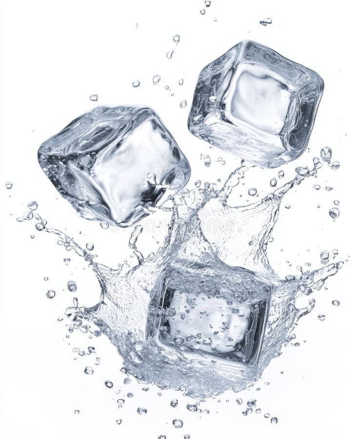 Fresh Ice Cubes Falling Isolated White Transparent Background Stock ...