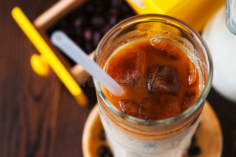 Fresh Iced Coffee in a Tall Glass Stock Photo - Image of frappe ...