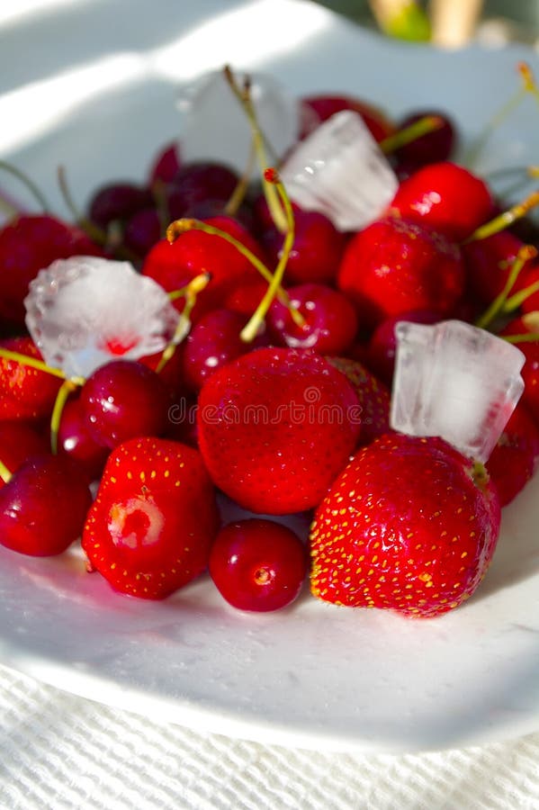 Fresh Icy Berries on the Plate Stock Image - Image of textile ...