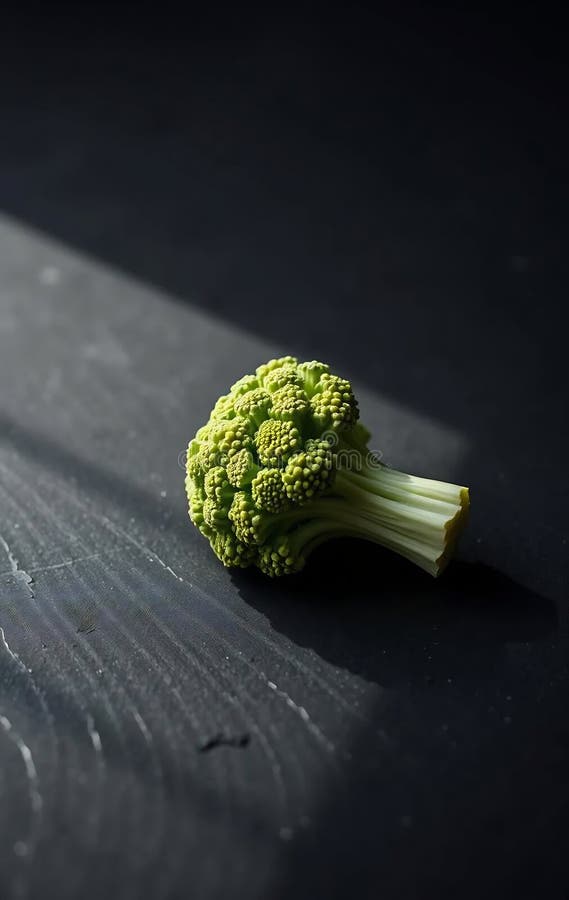 Single Green Broccoli Floret on Slate Stock Illustration - Illustration ...