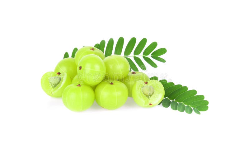 Fresh Indian Gooseberry Also Called Amala Isolated on White Background ...