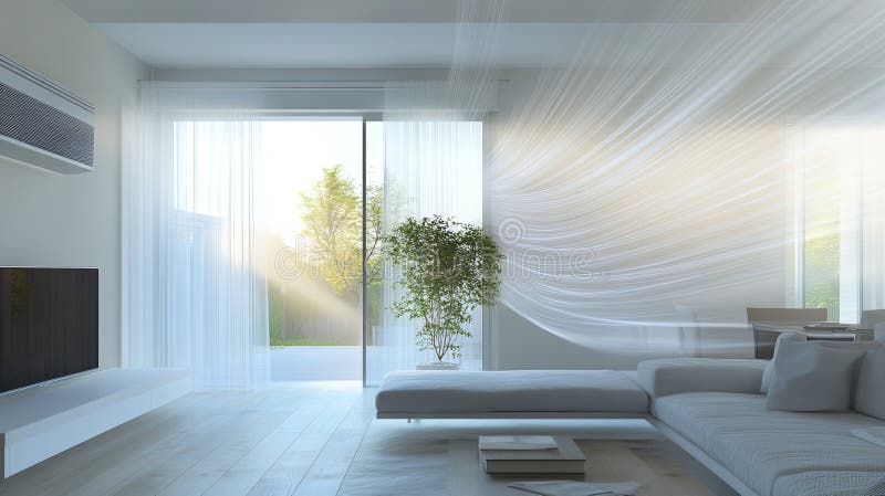 Fresh Indoor Air Concept, Visible Flow Lines. Stock Illustration ...