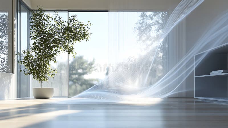 Fresh Indoor Air Concept, Visible Flow Lines. Stock Illustration ...