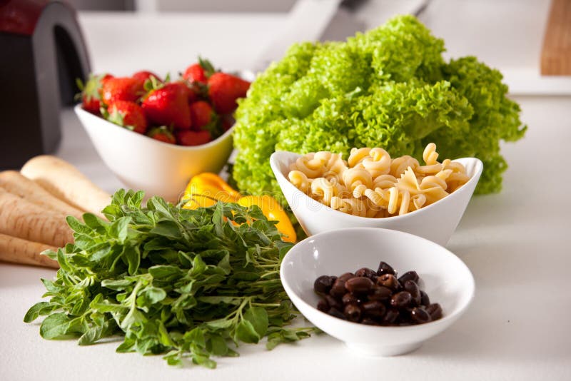Fresh Ingredients for Greek Salad Stock Image - Image of health ...