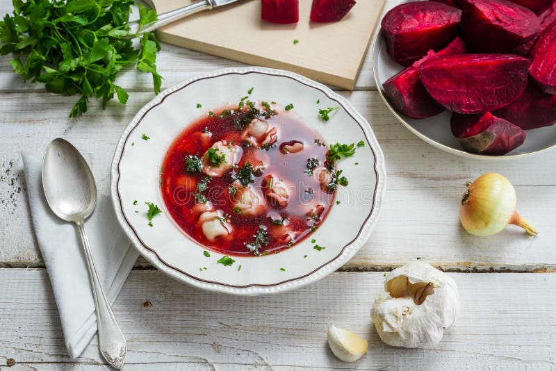 Fresh Ingredients for Borscht with Dumplings Stock Image - Image of ...