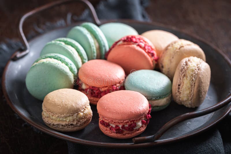 Fresh and Intensive Macaroons Made of Fresh Fruits and Cream Stock ...