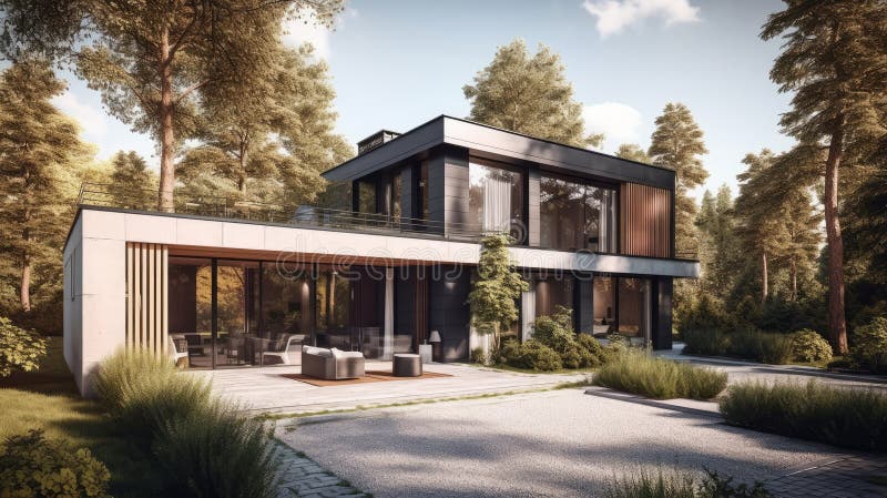 A Fresh and Inviting Facade with Soft Edges and Natural Elements. AI ...