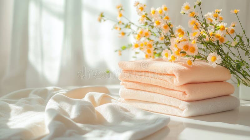 A Fresh and Inviting Shot of Folded Clothes on a Clean Digital Pic ...