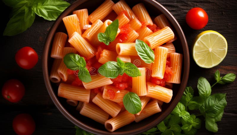 Fresh Italian Pasta with Tomato, Herb, and Parmesan Cheese Slice ...