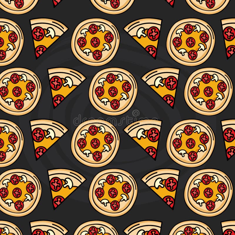 Fresh Italian Pizza Pattern Background Stock Vector - Illustration of ...