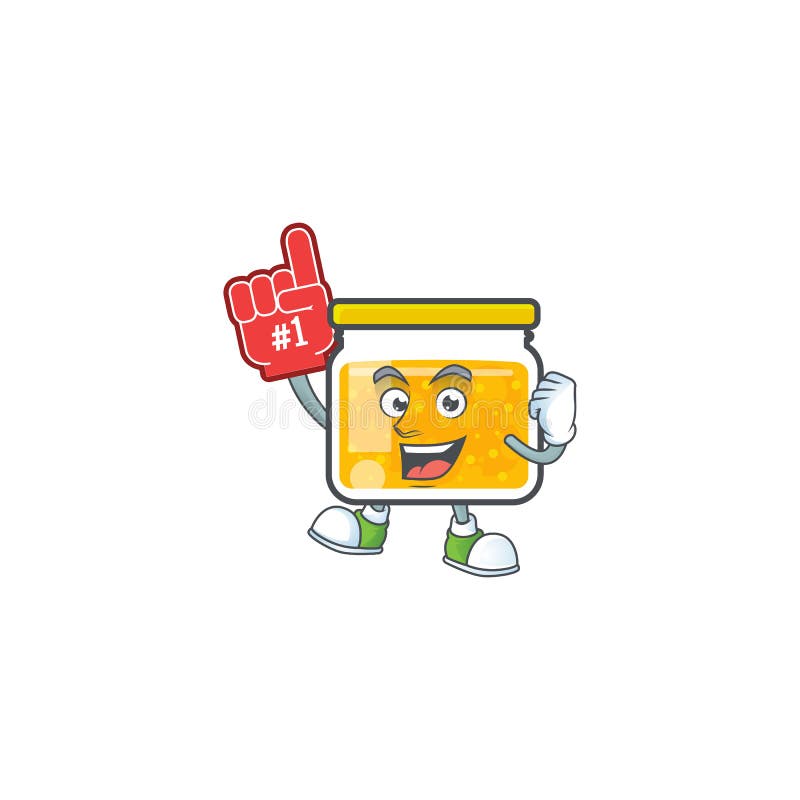 Fresh Jam in Jar Cartoon Character Foam Finger. Stock Vector ...