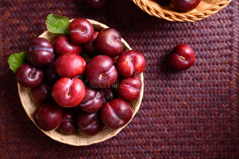 Fresh Japanese or Chinese Plum Fruit Stock Image - Image of close ...