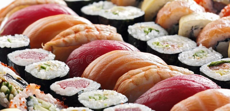 Fresh japanese sushi stock image. Image of fish, black - 13055319