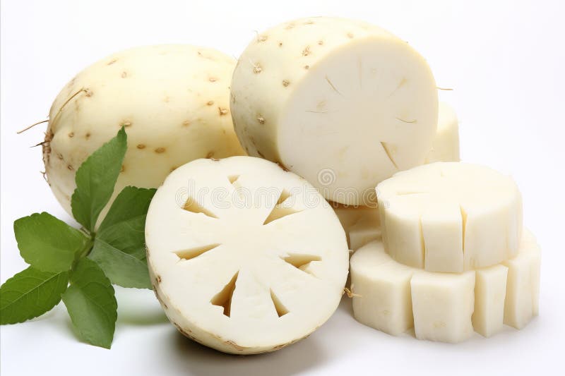 Fresh Jicama on a Clean White Backdrop for Eye Catching Advertisements ...