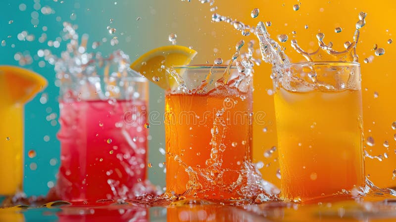 Fresh Juice Alcoholic Drink Splash. Generative Ai Stock Illustration ...