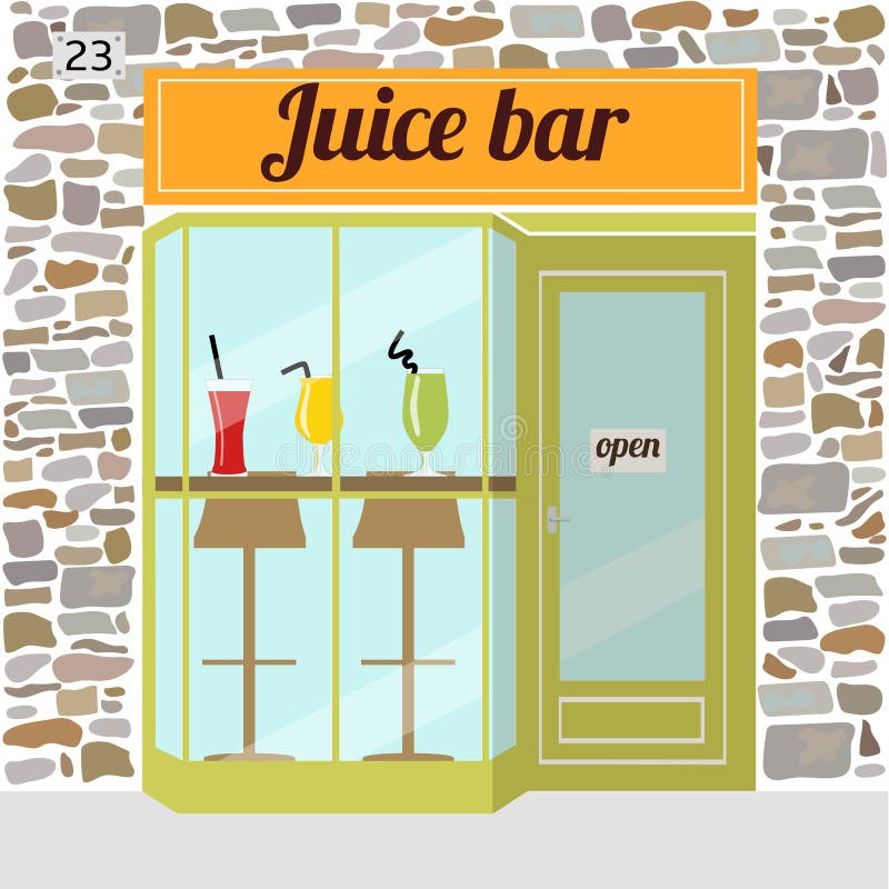 Fresh juice bar building. stock vector. Illustration of cocktail - 69470599