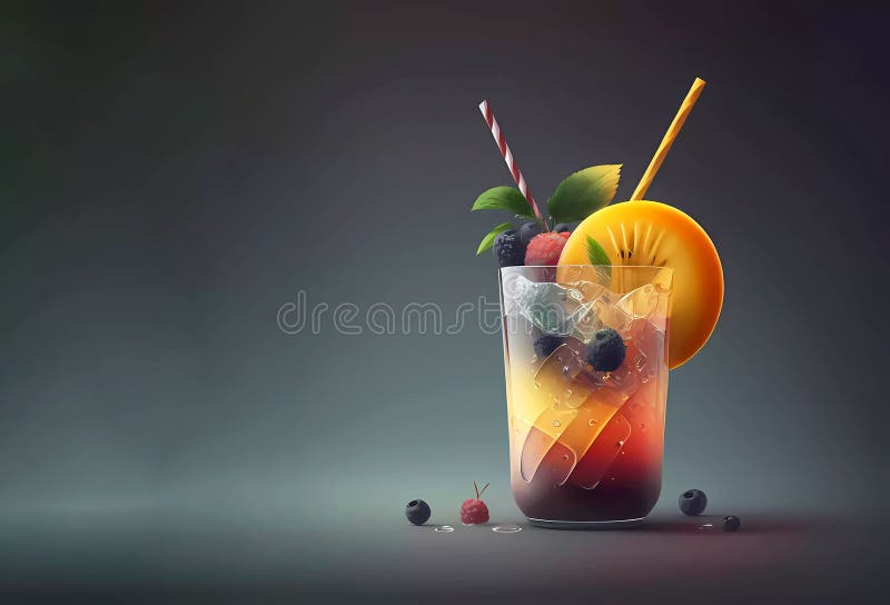 Fresh Juice on a Dark Background. Glass of Fresh Drink on Abstract Dark ...