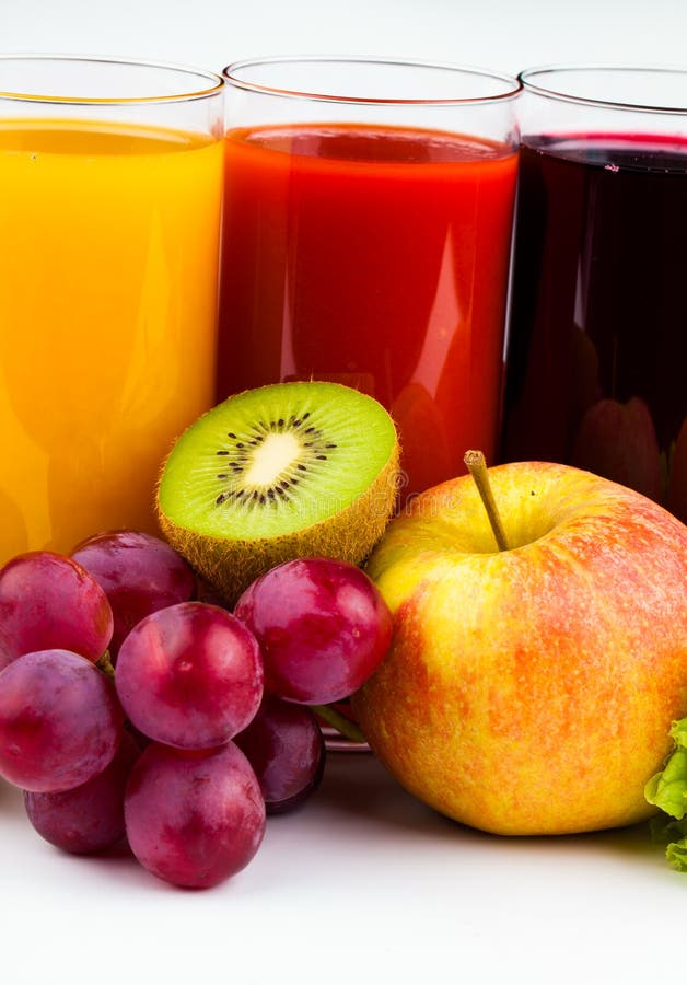 Fresh Juices Isolated on White Stock Photo - Image of group, liquid ...