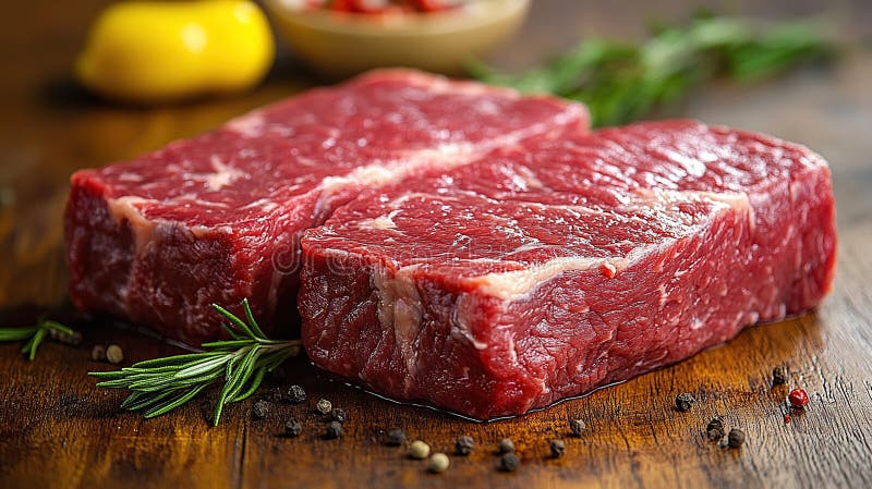 Fresh, Juicy Beef Steaks Ready for Grilling Stock Illustration ...