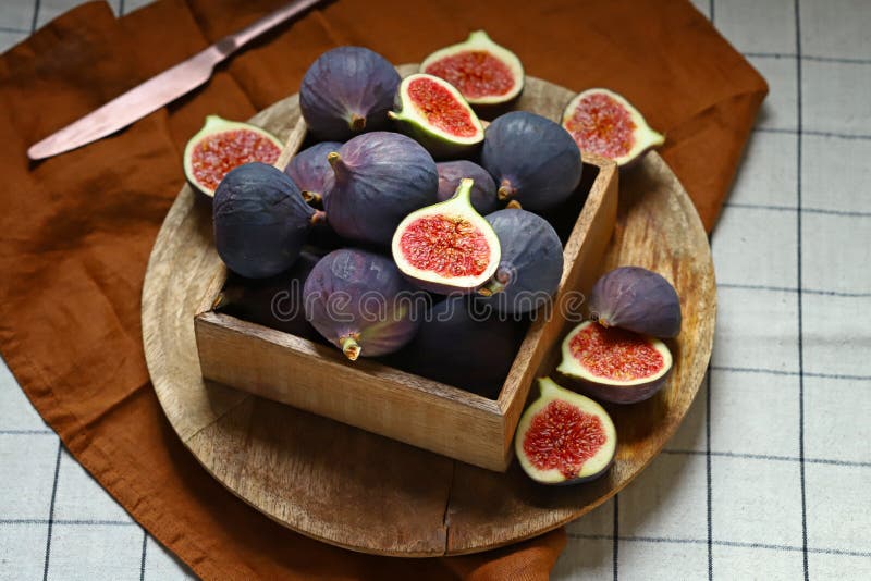 Fresh Juicy Figs in a Wooden Box Stock Image - Image of full ...