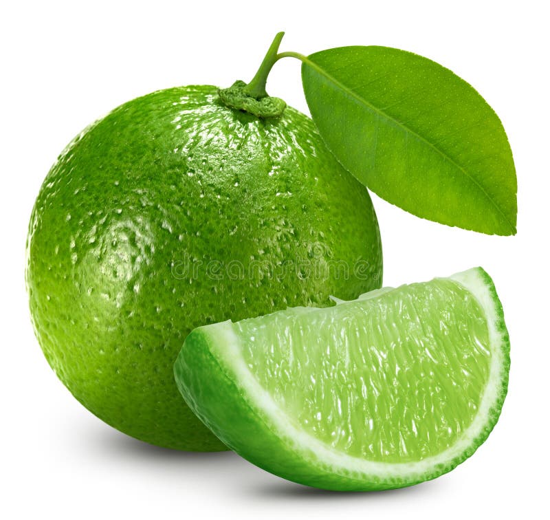 Fresh Juicy Lime with Leaves on a White Background Stock Photo - Image ...