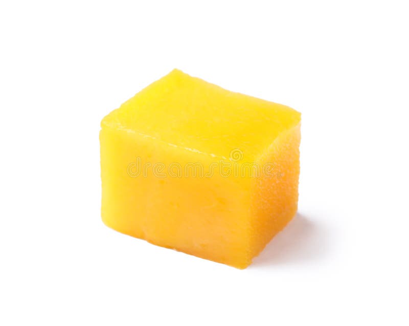 Cube Of Mango Fruit Isolated On White Background Close-up. Top View ...