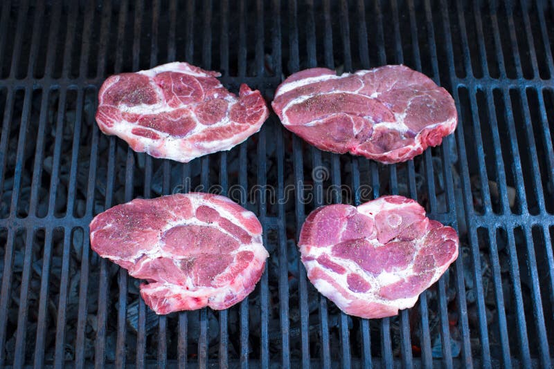 Fresh Juicy Meat on an Open Barbecue Stock Photo - Image of eating ...