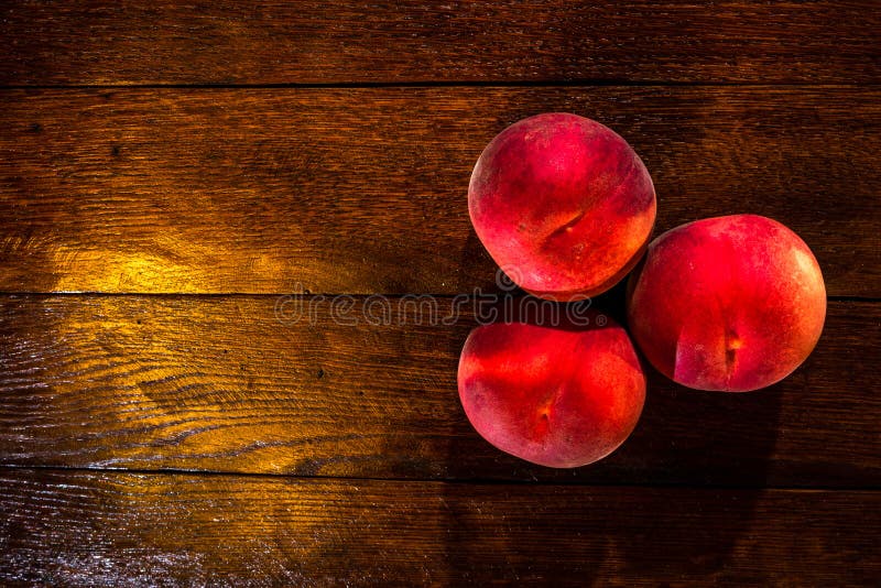 Fresh Juicy Peaches on Rustic Wooden Table Stock Image - Image of juicy ...