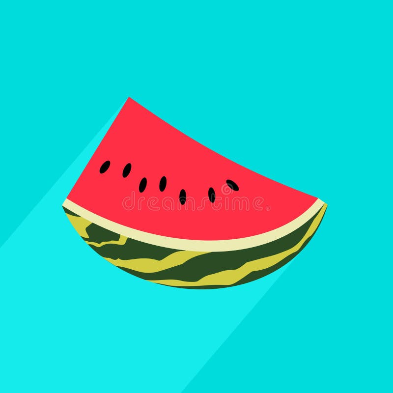 Vector Watermelon Icon with Long Shadow. Stock Vector - Illustration of ...