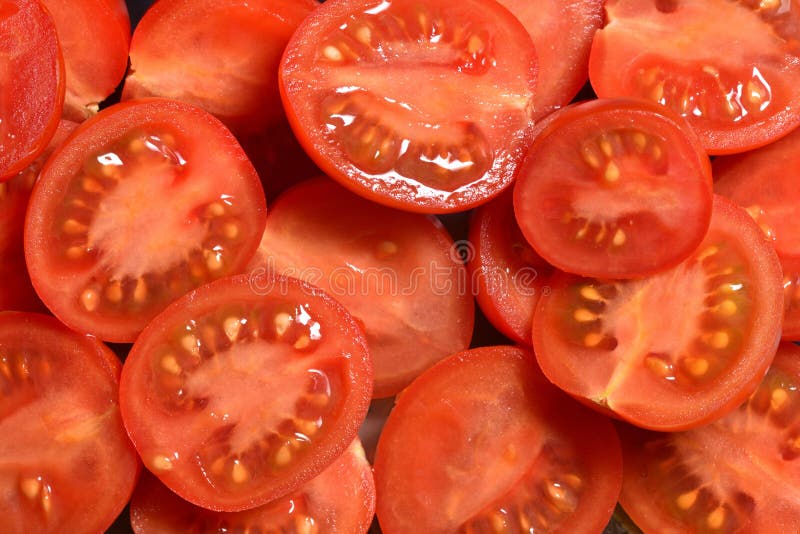 Fresh and Juicy Sliced Tomatoes. View from Above Stock Image - Image of ...
