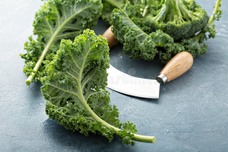 Fresh Kale Leaves on the Table Stock Photo - Image of harvested, fresh ...