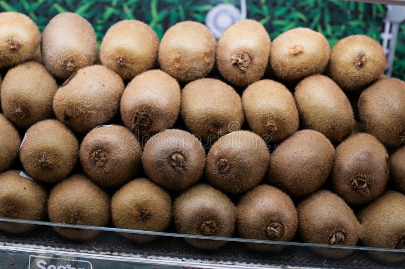 Fresh Kiwi Fruit in Boxes on Display at Store Stock Photo - Image of ...
