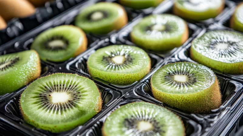 Fresh Kiwi Fruit Slices in a Plastic Container Stock Illustration ...