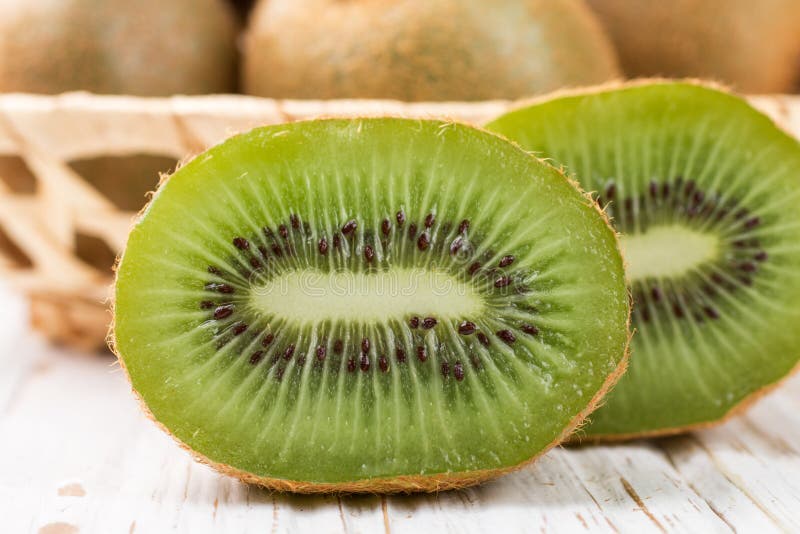 Fresh Kiwi Fruit Whole and Cut Stock Photo - Image of juicy, dessert ...