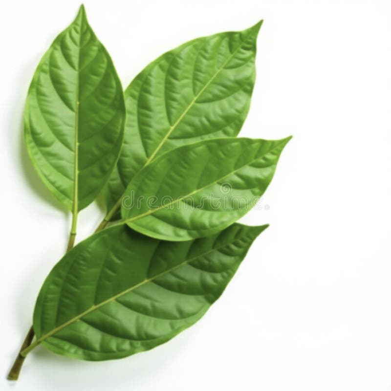 Fresh Kratom Leaves on a White Background with Light, White Background ...