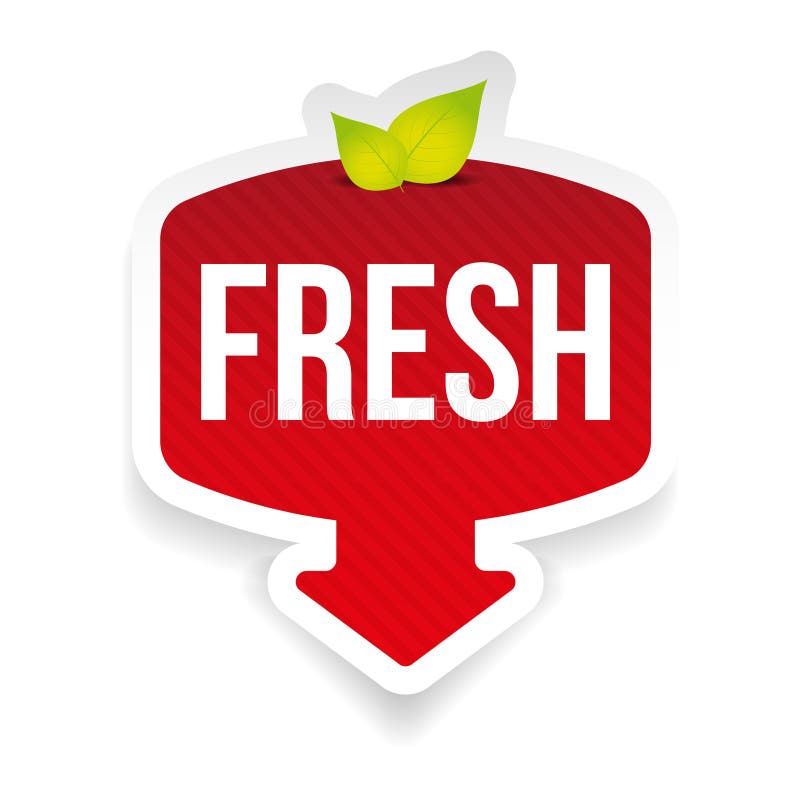 Fresh label red sticker stock vector. Illustration of element - 95258611