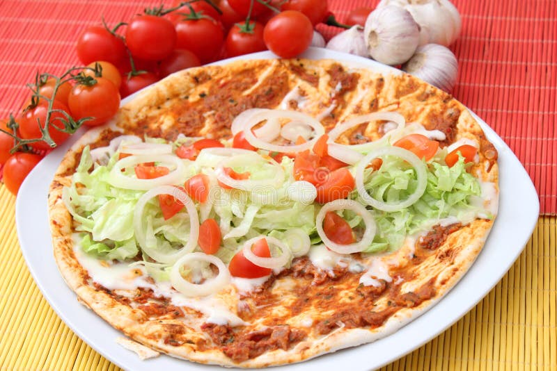 Fresh Lahmacun stock photo. Image of lamacun, salad, fast - 18192580